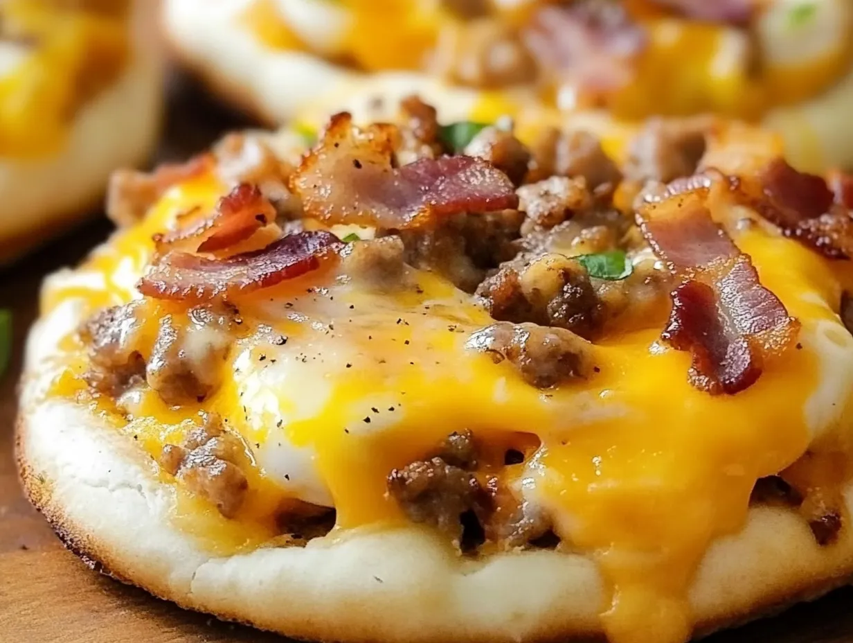 English Muffin Breakfast Pizza - JuicyTable