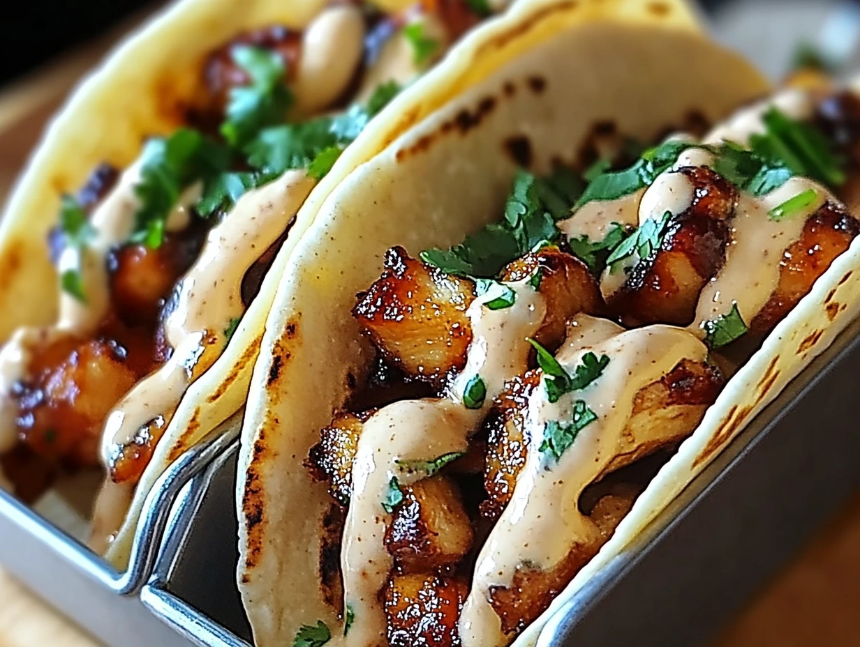 Garlic Butter Honey BBQ Chicken Tacos - JuicyTable
