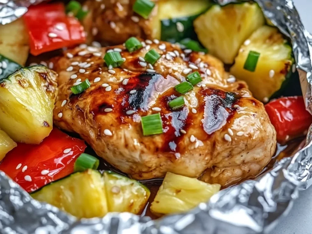 Teriyaki Chicken and Pineapple Foil Packets - JuicyTable