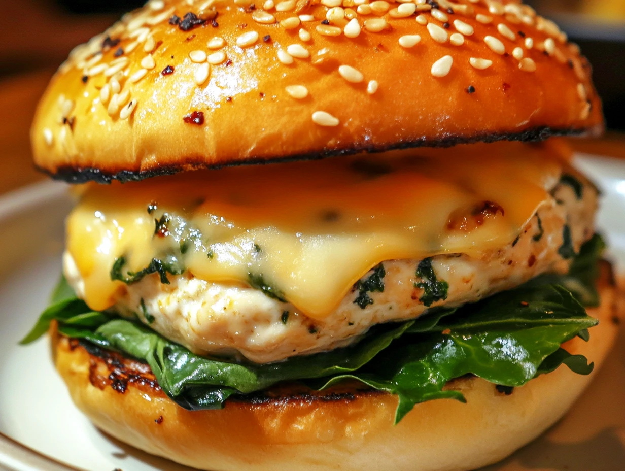 White Cheddar & Spinach Chicken Burgers - JuicyTable
