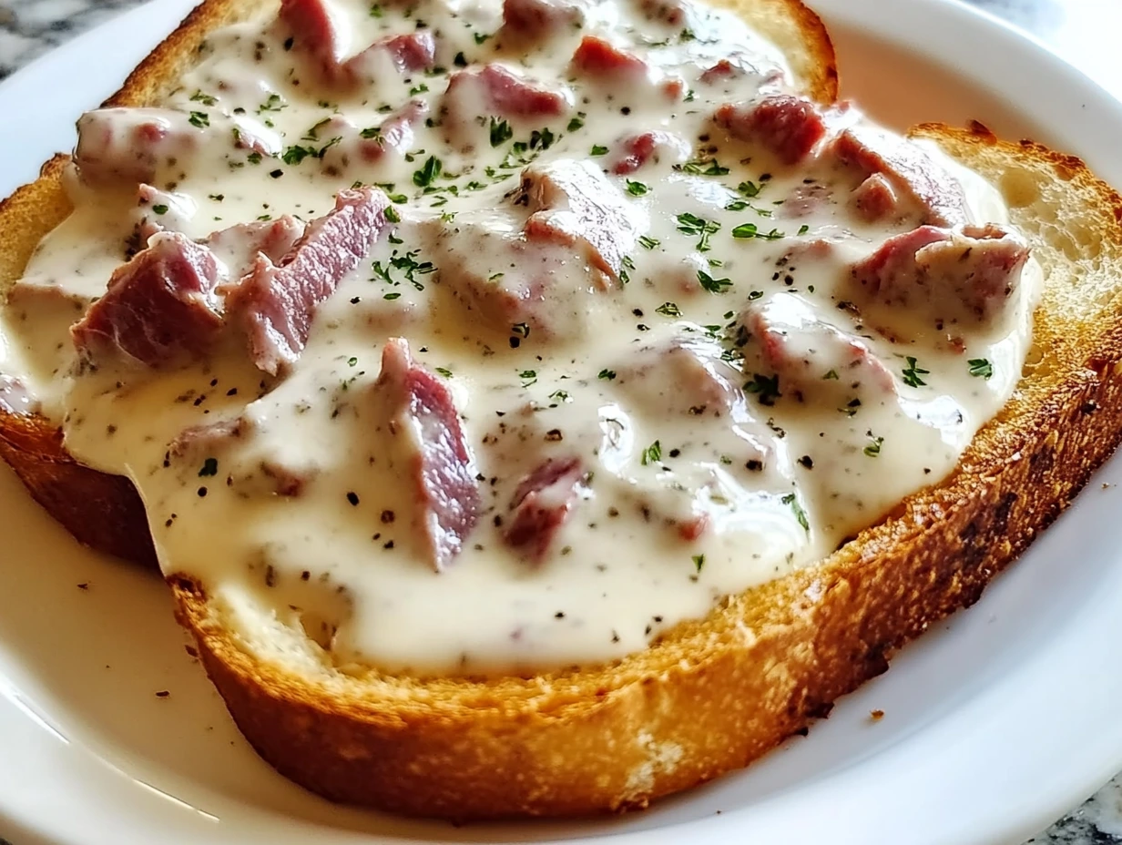 Creamed Chipped Beef on Toast - JuicyTable