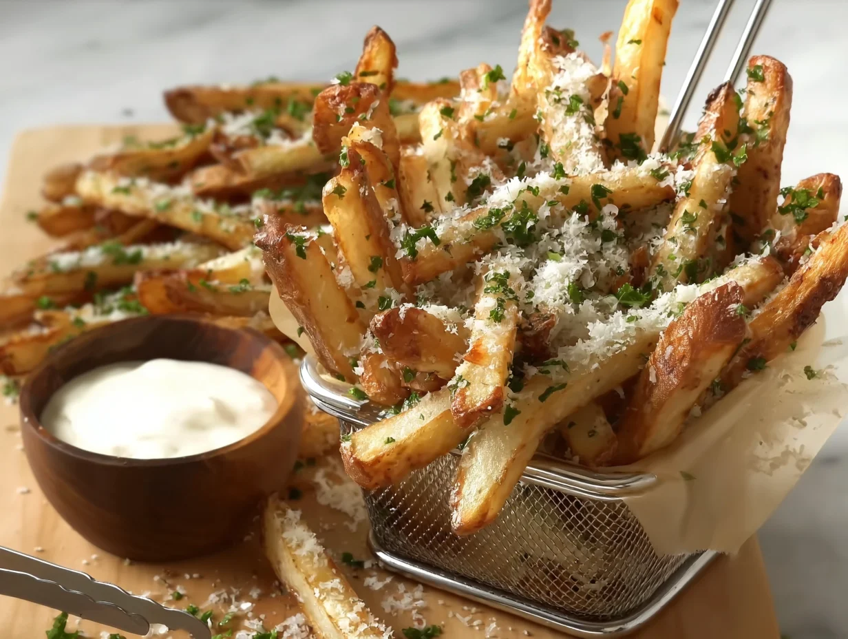 Garlic Parmesan French Fries - JuicyTable